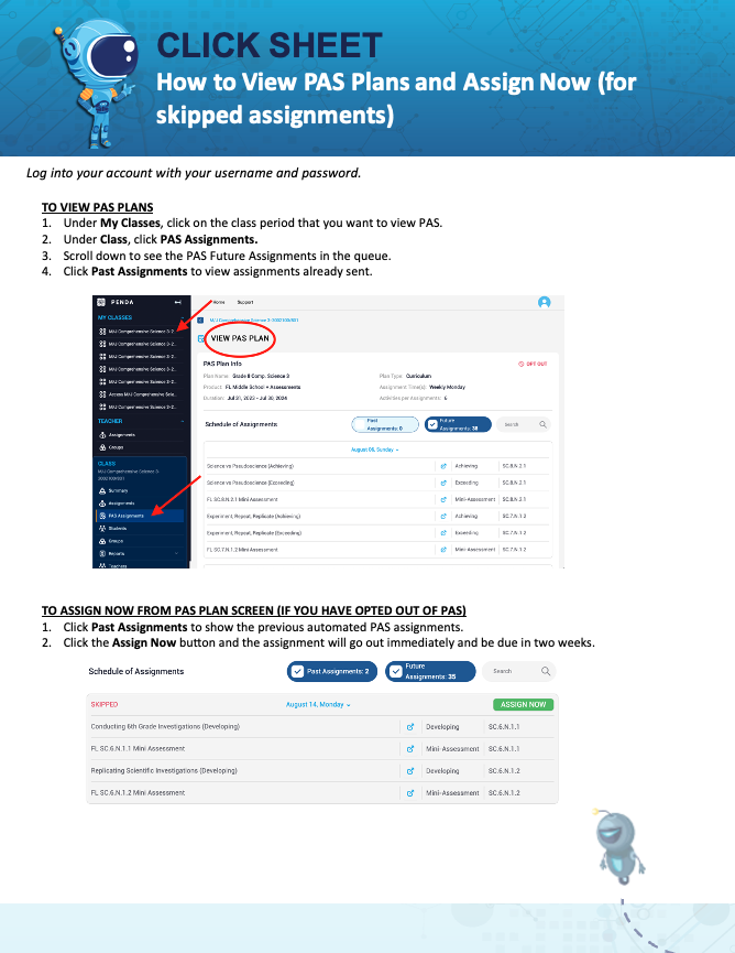 Pacing Assistance Service (PAS - automated assignments) - View Plan and ...