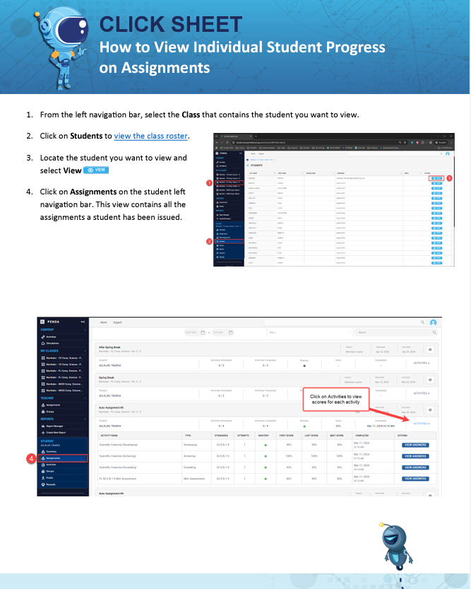 How to View Individual Student Progress on Assignments – Penda Learning