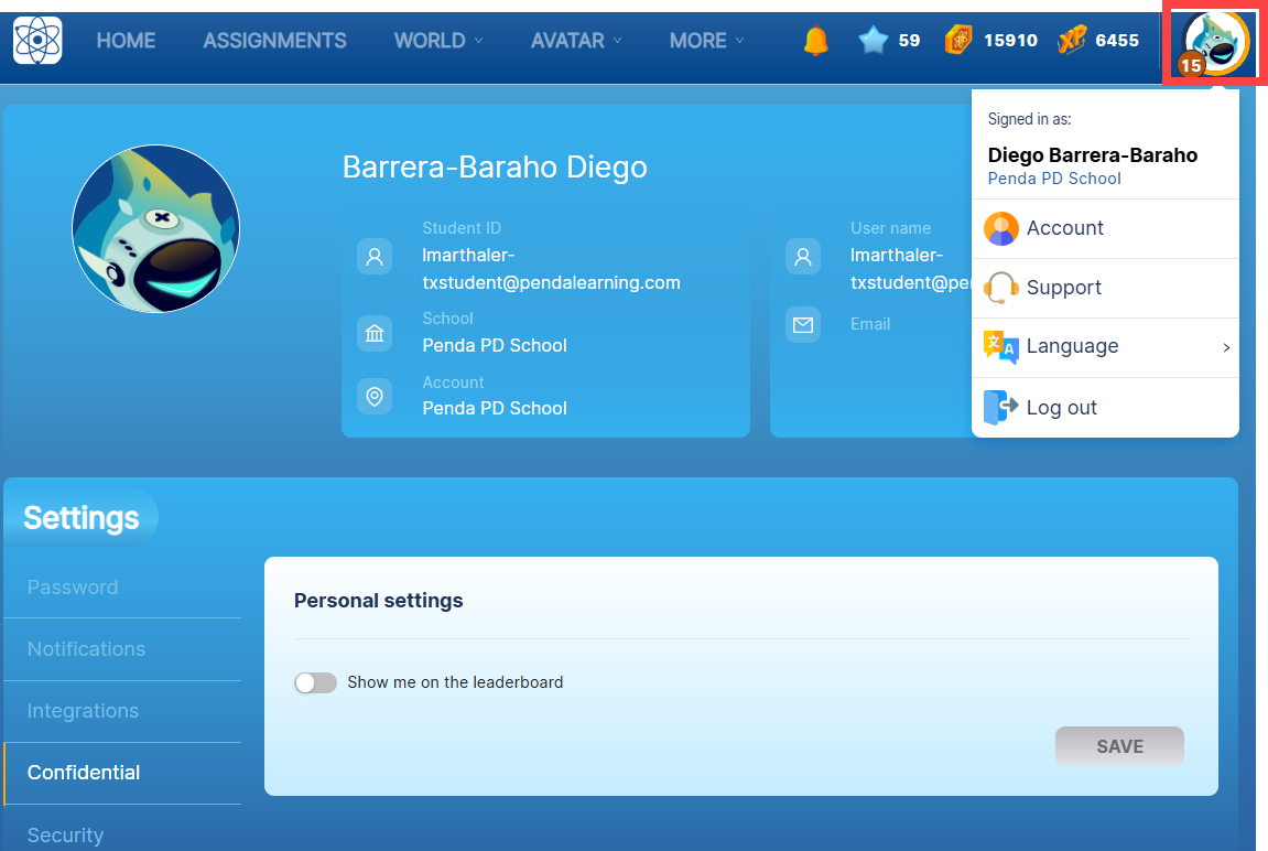 Student Avatar and Rewards Bar – Penda Learning