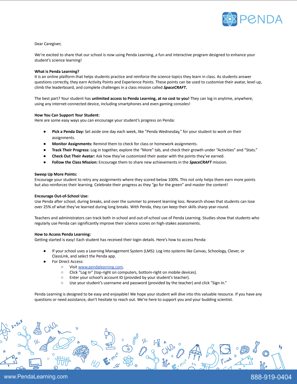 Parent/Caregiver Letter – Penda Learning