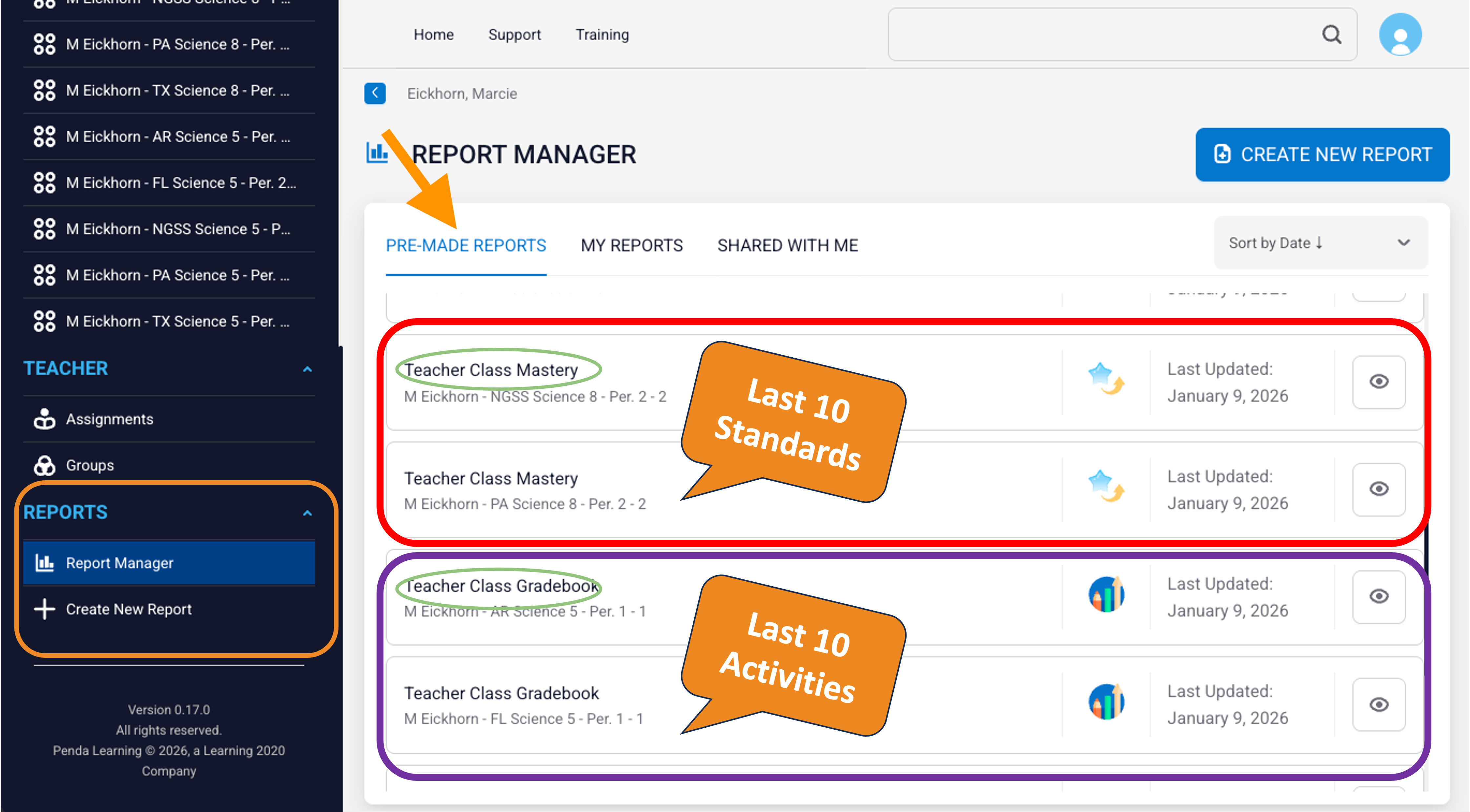 How to Access Pre-Made Reports in Report Manager (Teacher) – Penda Learning