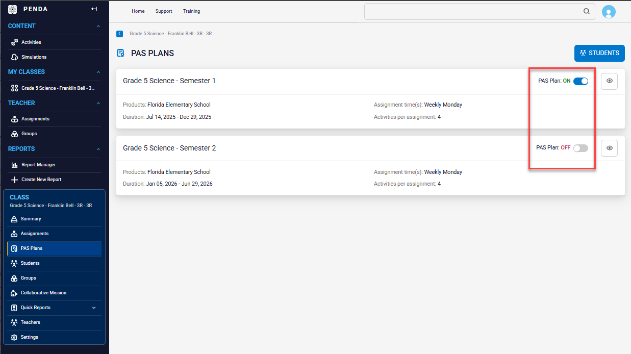 Manage PAS Plans - Turn PAS on/off and Modify Assignment Settings ...