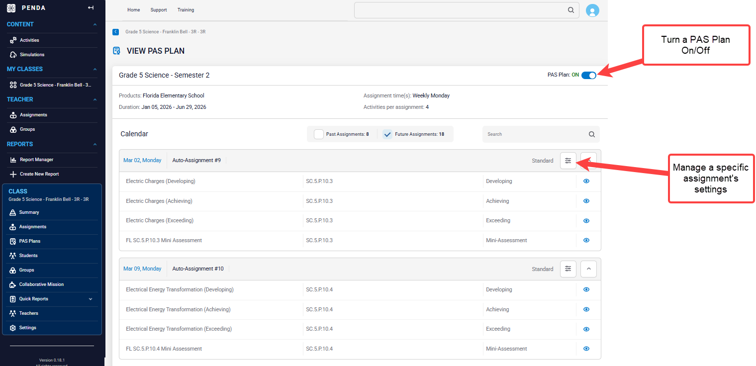 Manage PAS Plans - Turn PAS on/off and Modify Assignment Settings ...